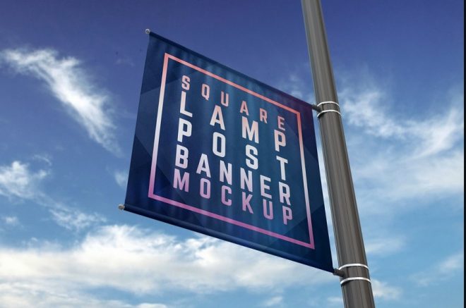 14+ Lamp Post Banner Mockup PSD Free Download - Graphic Cloud