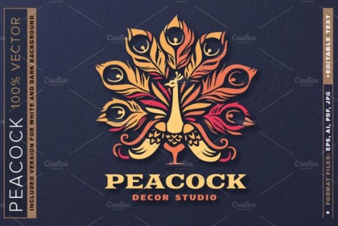 21+ Creative Peacock Logo Designs Templates Download - Graphic Cloud