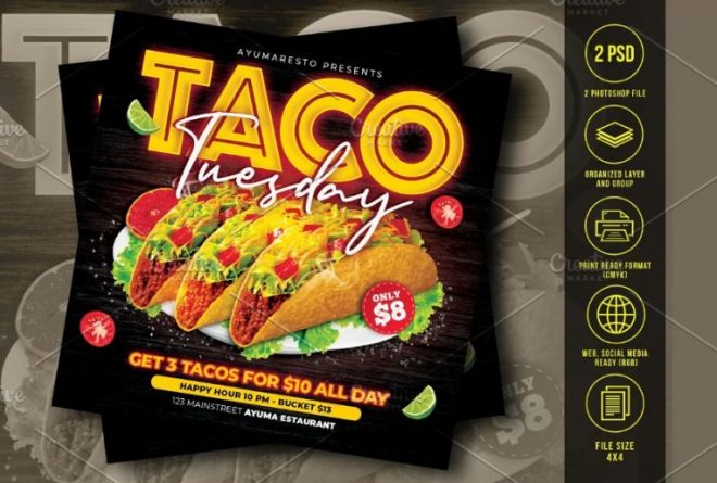21+ Best Taco Flyer Template PSD Download - Graphic Cloud