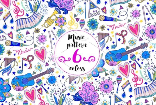 15+ Music Instrument Patterns Vector Design Download - Graphic Cloud