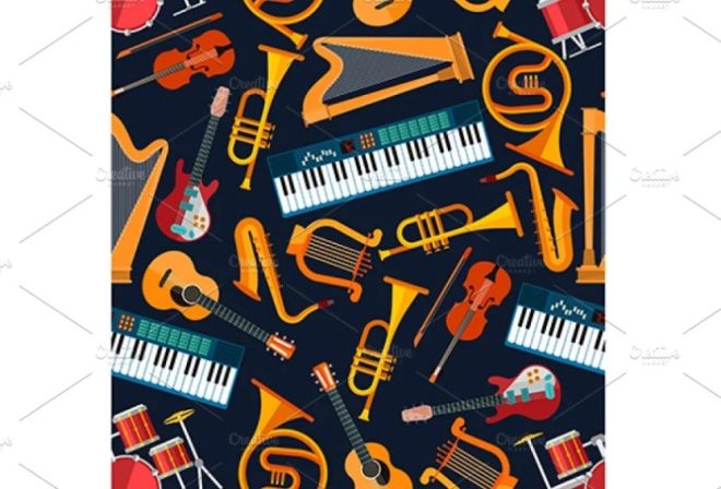 15+ Music Instrument Patterns Vector Design Download - Graphic Cloud