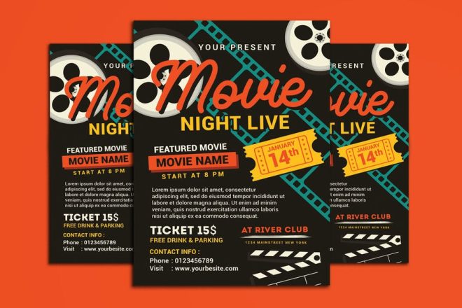 15+ FREE Movie Night Invitation Template PSD Download - Graphic Cloud