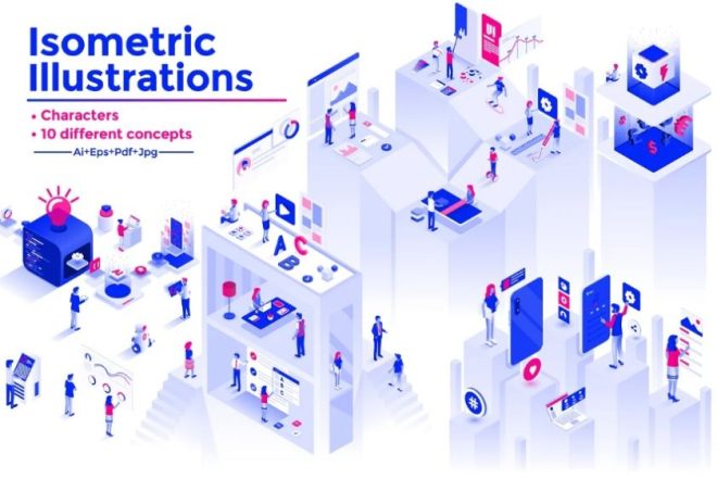 15+ Isometric Website Illustration Vectors Download - Graphic Cloud