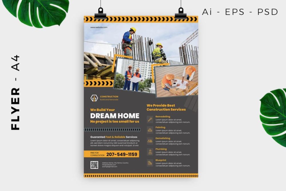 15+ Construction Services Flyer Template FREE Download - Graphic Cloud