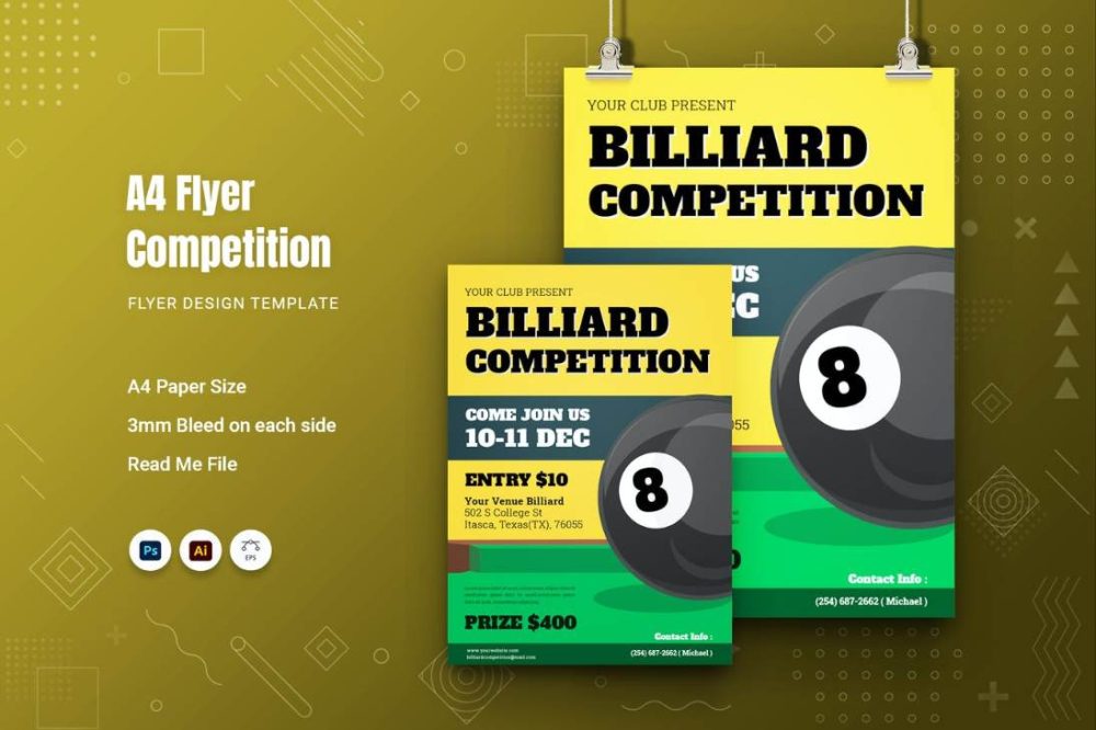 15+ Billiards Flyer Template PSD FREE Download - Graphic Cloud