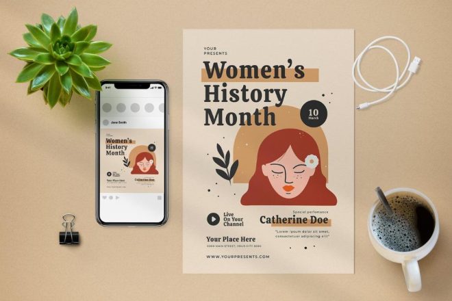 15+ Women's History Month Flyer Template Ai PSD - Graphic Cloud