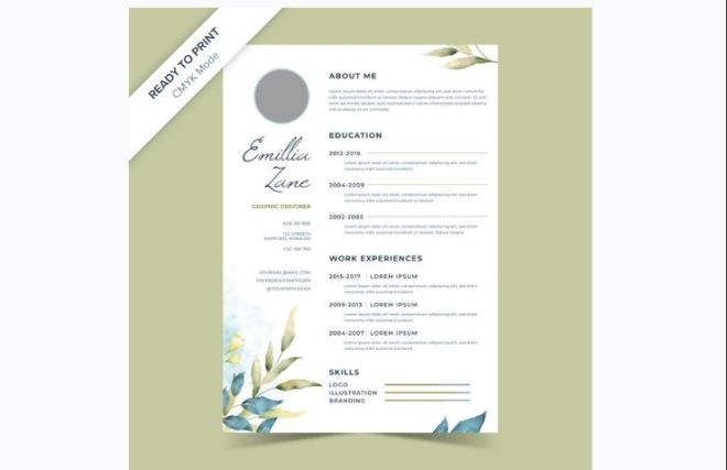 15+ Floral Resume Template PSD Ai Download - Graphic Cloud
