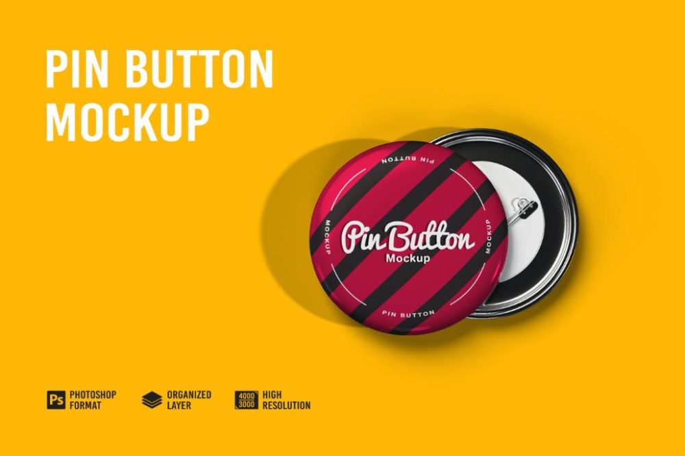15+ Free Pin Button Mockup PSD Download - Graphic Cloud