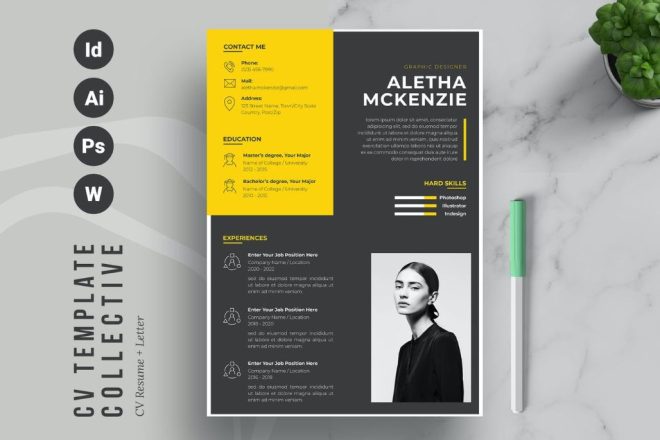 15+ Photo Resume Template Ai PSD Download - Graphic Cloud