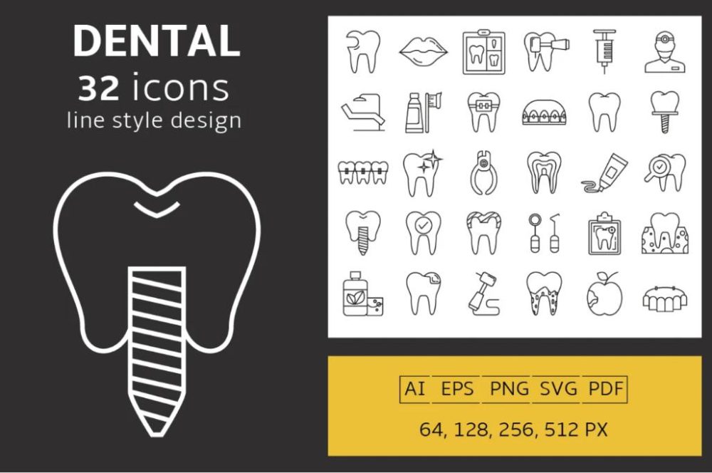 15+ Dental Icons AI EPS FREE Download - Graphic Cloud
