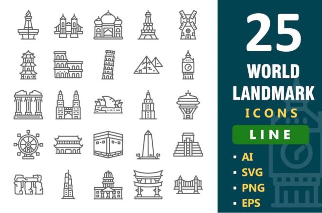 15+ FREE World Landmark Icons EPS PNG AI - Graphic Cloud