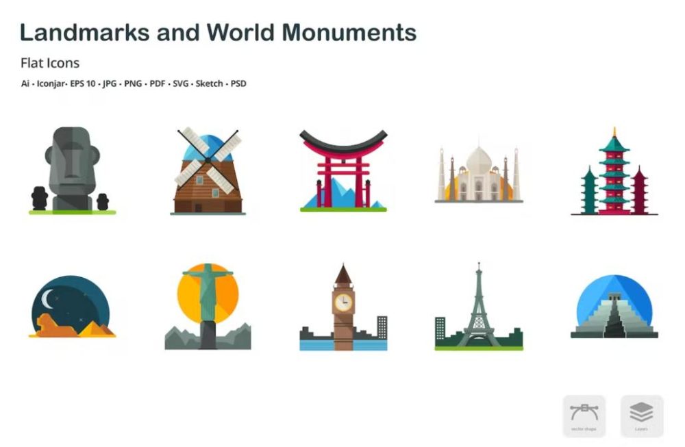 15+ FREE World Landmark Icons EPS PNG AI - Graphic Cloud