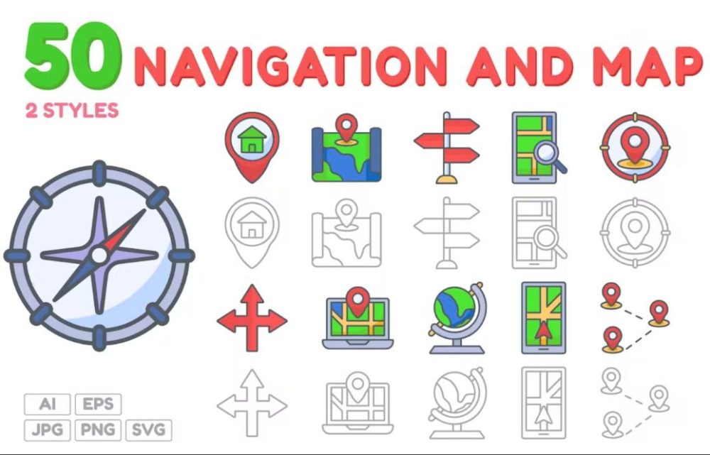 15+ Map Navigation Icons PNG AI Download - Graphic Cloud