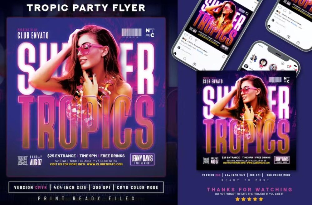 15+ Tropical Party Flyer Template FREE Download - Graphic Cloud