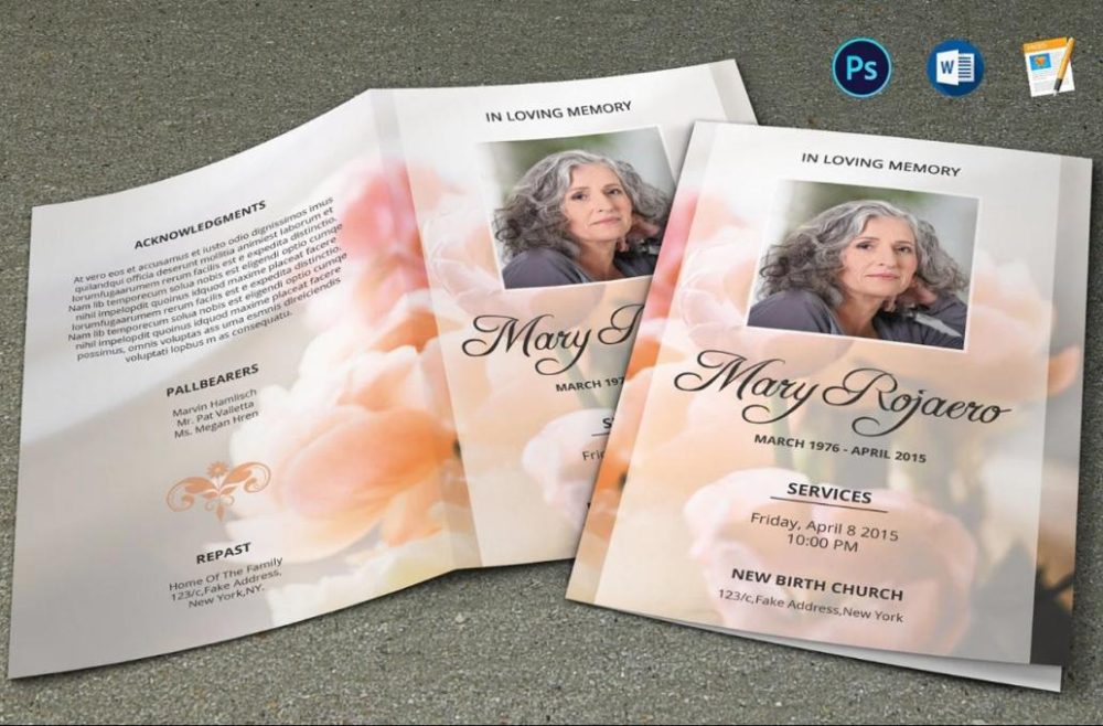 15+ Memorial Program Template PSD Download - Graphic Cloud