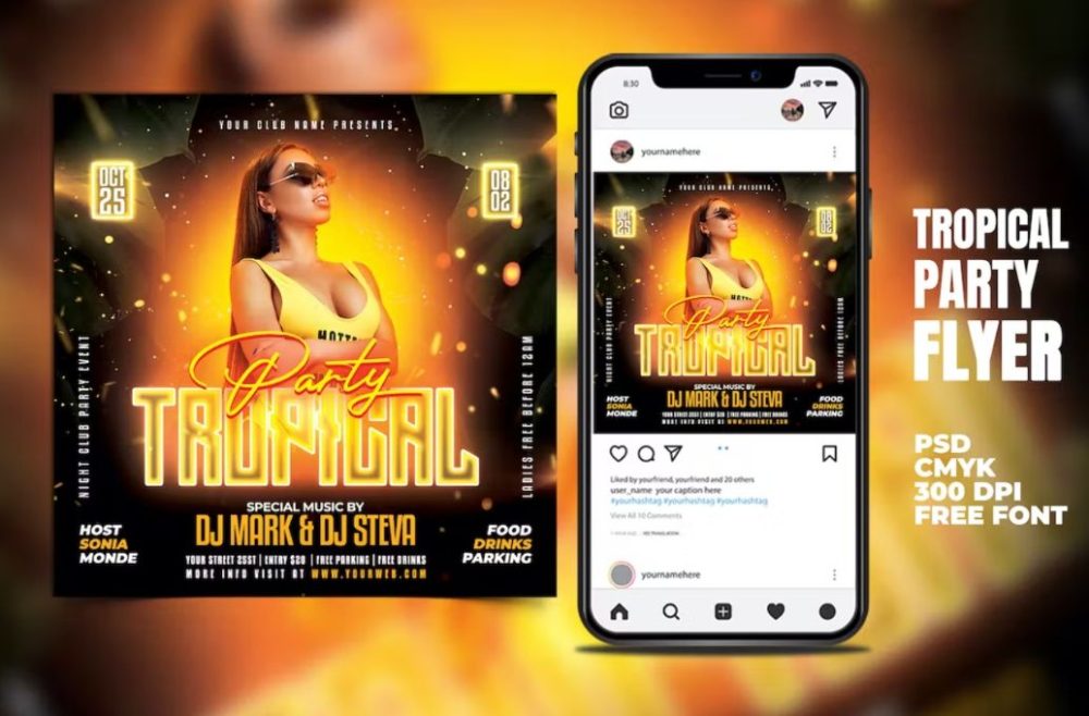 15+ Tropical Party Flyer Template FREE Download - Graphic Cloud