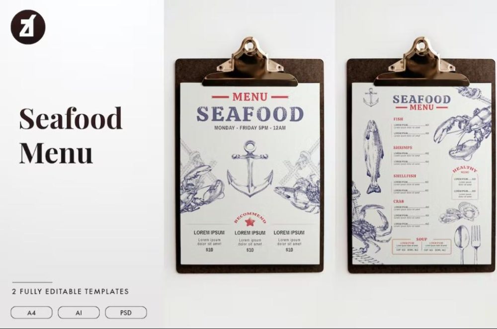 15+ Seafood Menu Template PSD Free Download - Graphic Cloud