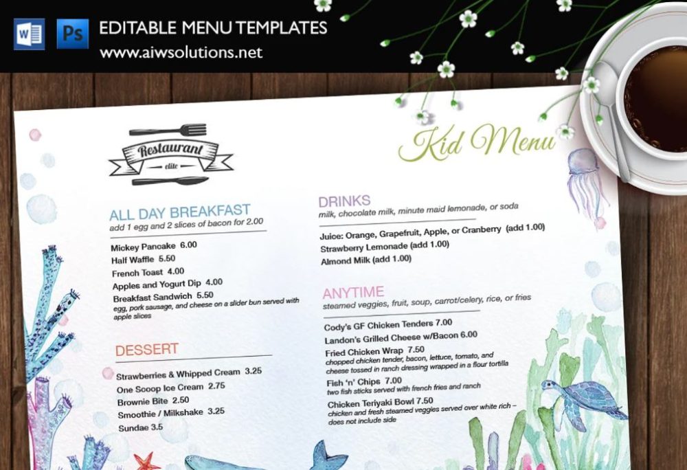 15+ Kids Menu Template Ai PSD Free Download - Graphic Cloud