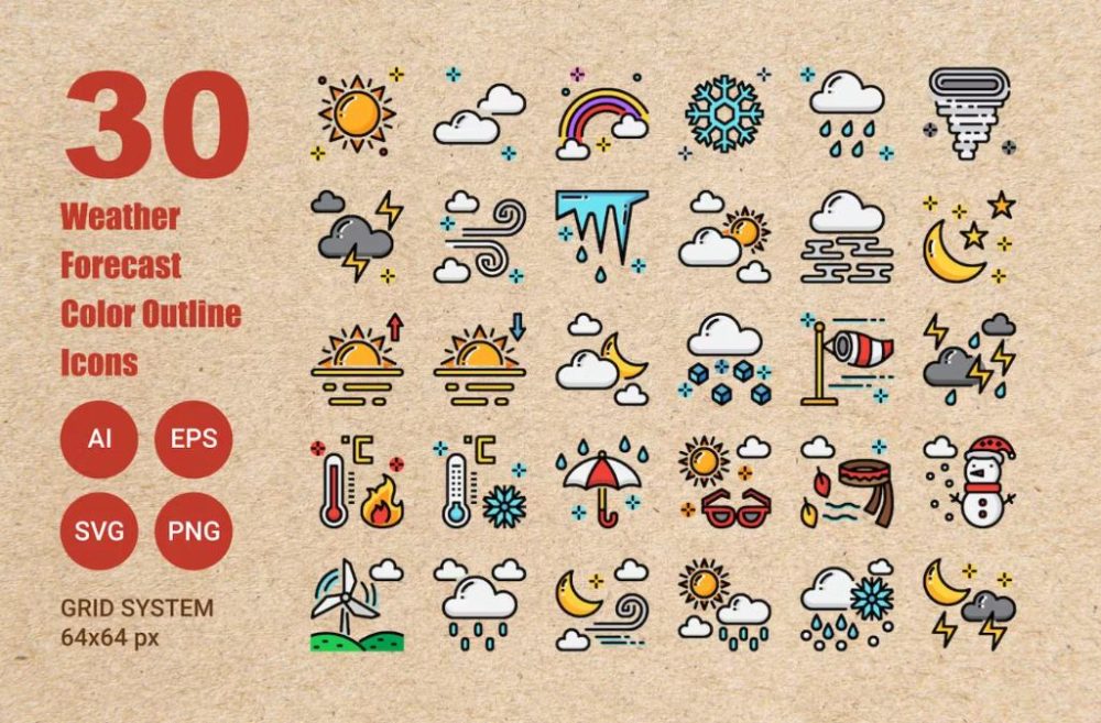 15+ Free Weather Forecast Icons Set Download - Graphic Cloud