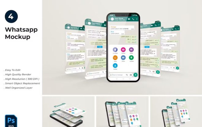 Whatsapp Mockup PSD ( 15+ Free Download )
