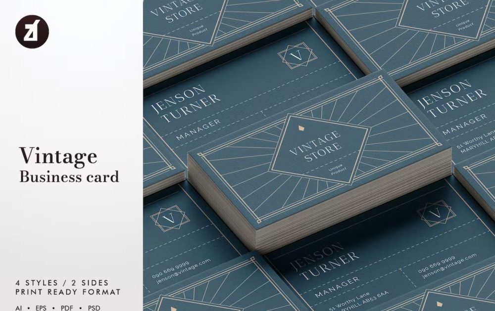 15+ Free Vintage Business Card Template PSD - Graphic Cloud